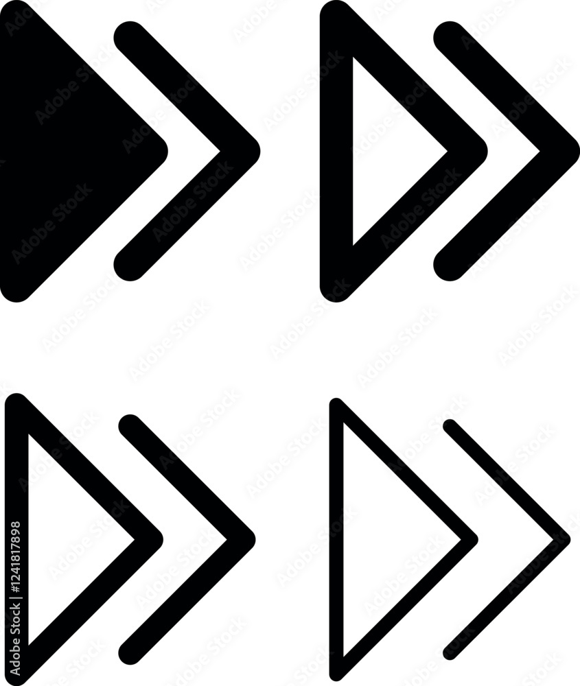 fast player icon, fast forward circle with two arrows icon symbol ...