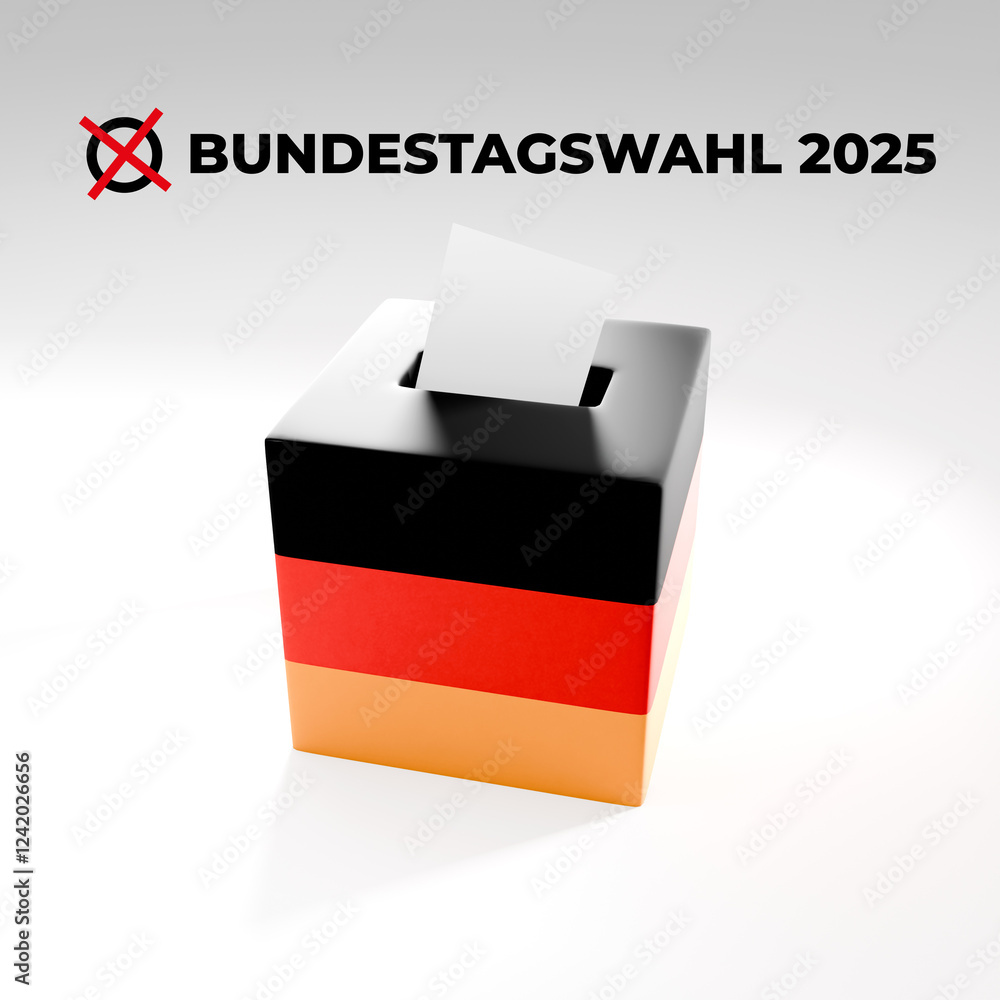 Bundestagswahl 2025, German Federal Election. Ballot box with German ...