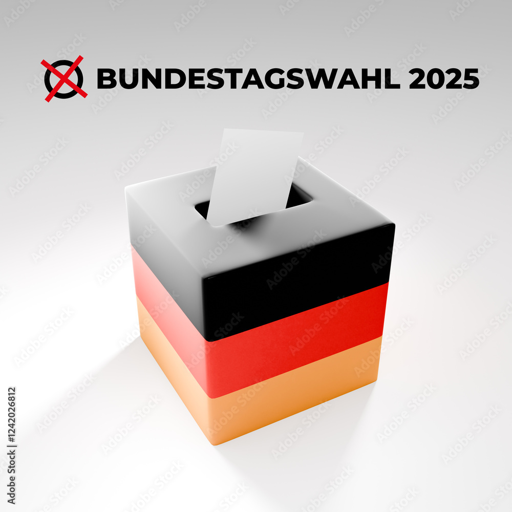 Bundestagswahl 2025, German Federal Election. Ballot box with German ...