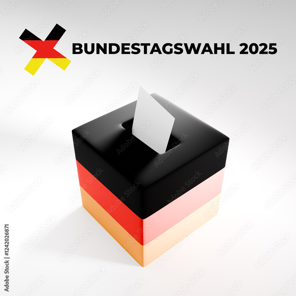 Bundestagswahl 2025, German Federal Election. Ballot box with German ...