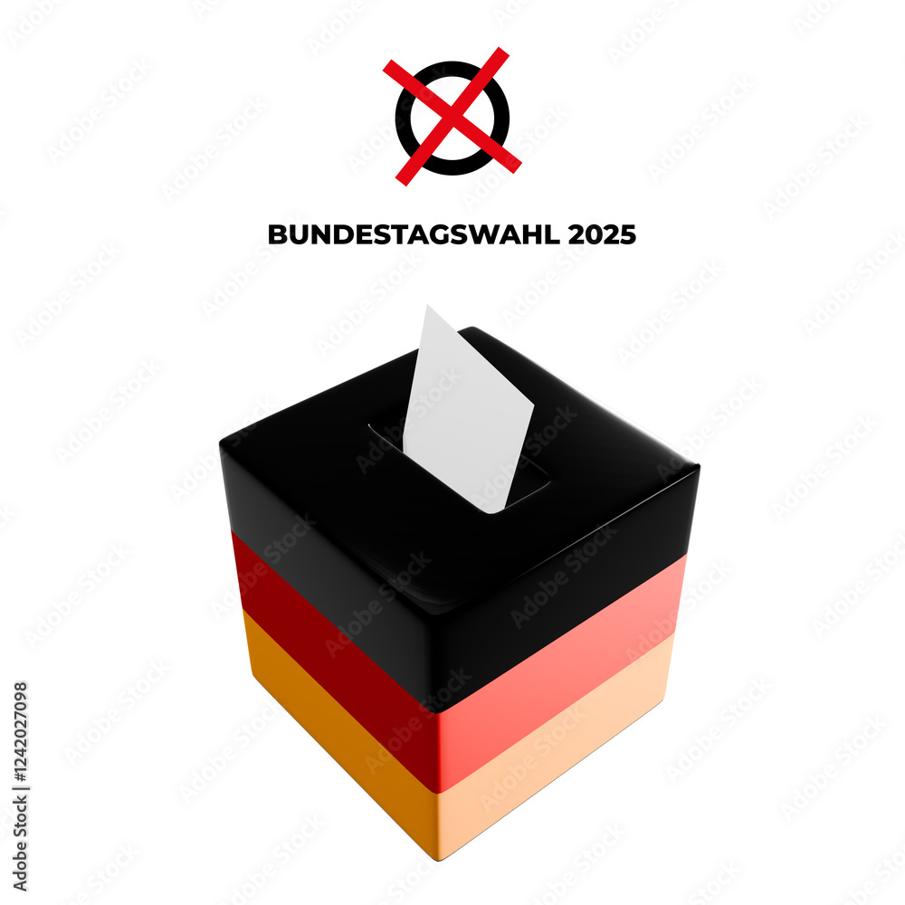 Bundestagswahl 2025, German Federal Election. Ballot box with German ...