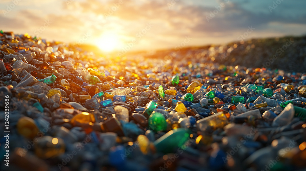 Piles of plastic waste symbolize environmental degradation, chaos, and ...