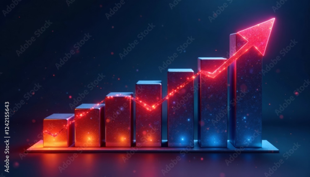 Rising bars chart with up arrow financial boost, chart success, rising ...