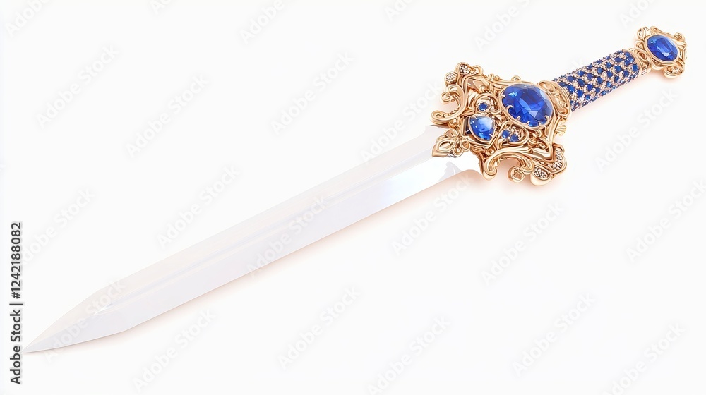 Sapphire-Encrusted Rapier, an exquisite weapon featuring a detailed ...