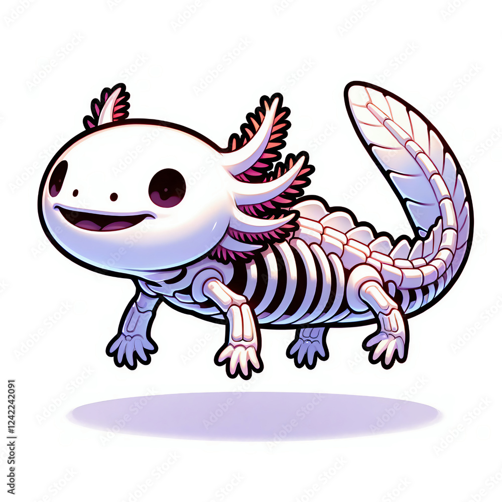 Skeleton axolotl salamander clip art vector cartoon illustration ...