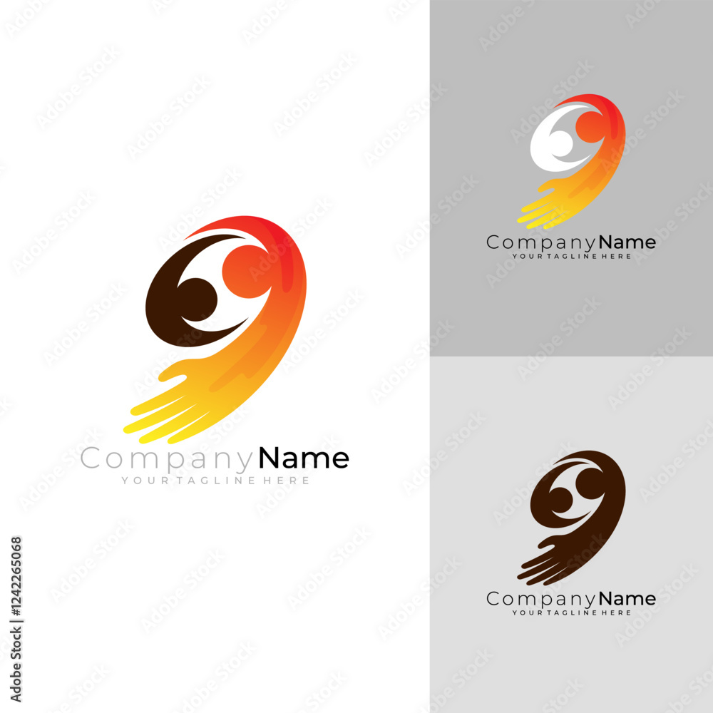 logo of two people hugging, charity design vector Stock Vector | Adobe ...