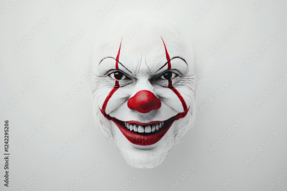 A menacing clowns face stares directly ahead Stock Photo | Adobe Stock