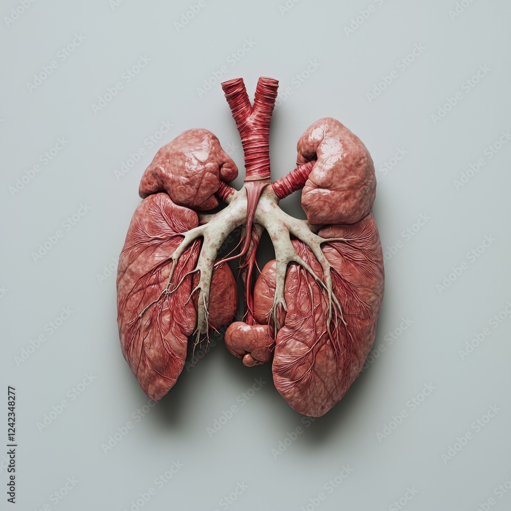 Detailed illustration of a human heart anatomy showing major blood vessels and internal ...