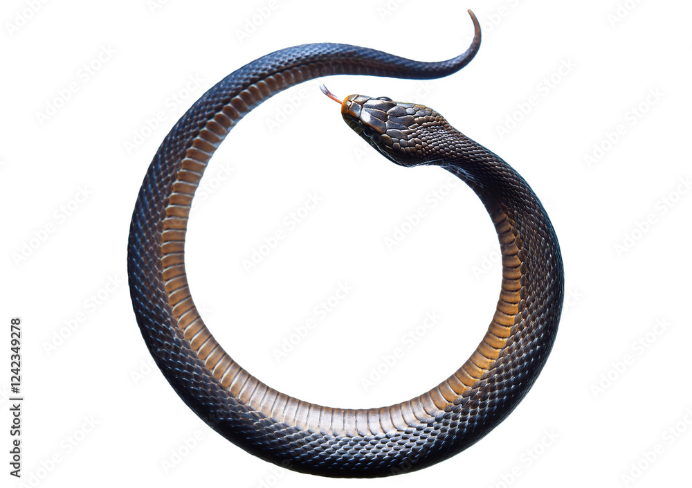 Snake Eating Its Own Tail. Ouroboros Symbol Isolated on transparent or ...