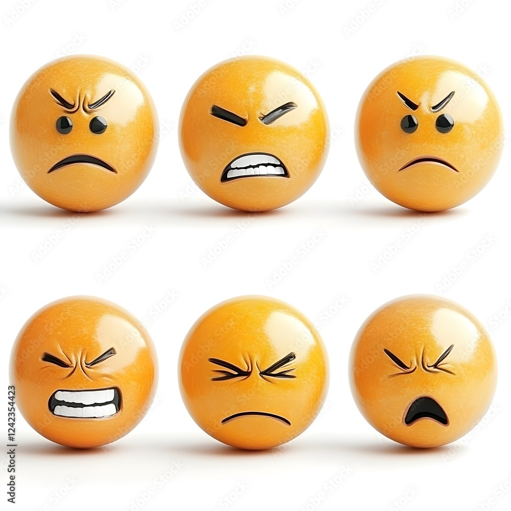 Angry and Frustrated Facial Expressions on Spherical Emoticons Against ...