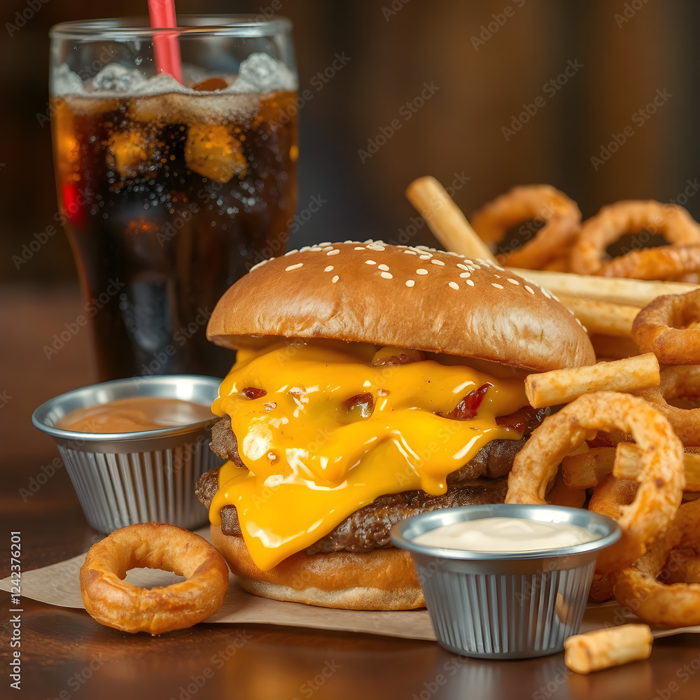 Festín de comida chatarra con sabores irresistibles y texturas ...