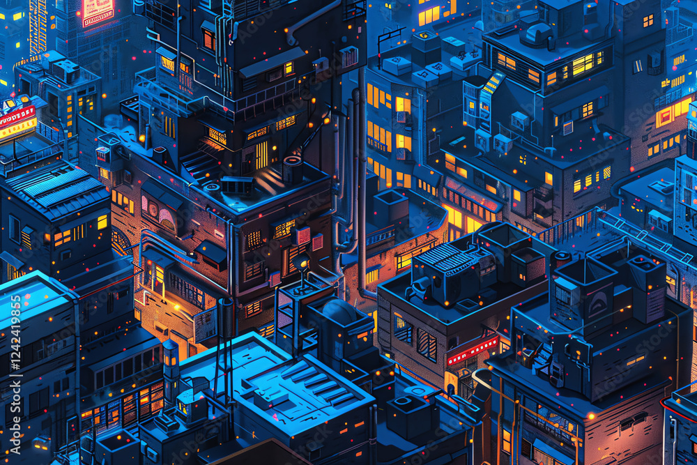 Explore the bustling cityscape from a birds-eye view perspective ...