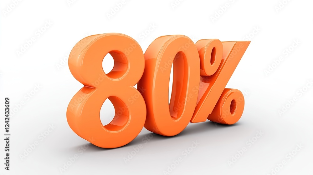 3D Figure "80%" Isolated on White Background: A Clean and Clear Design ...
