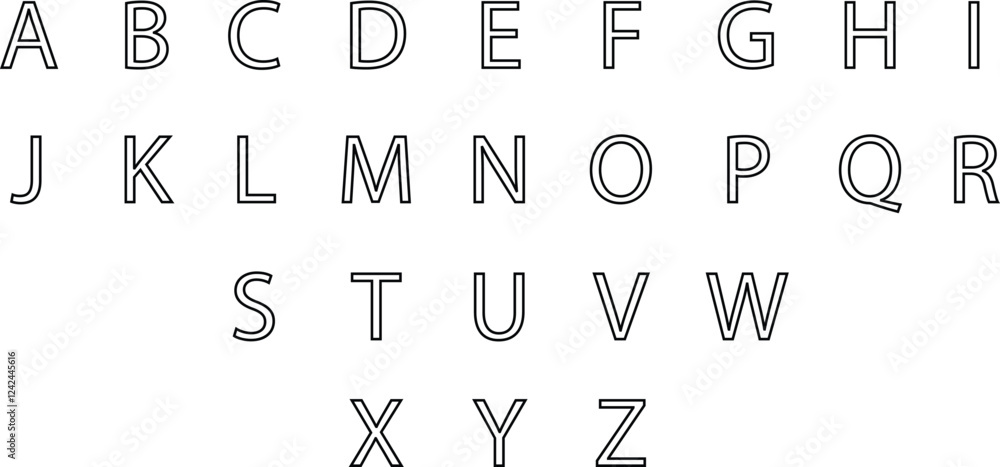 Set of complete Scrabble capital letters English alphabet icons in ...