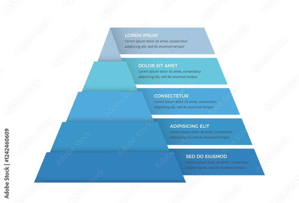 Triangle pyramid chart, infographic template with 5 elements, vector ...