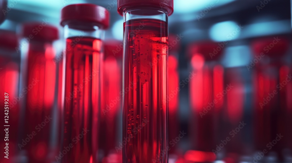 Red Blood Samples in Laboratory Test Tubes Promoting Life-Saving Blood ...