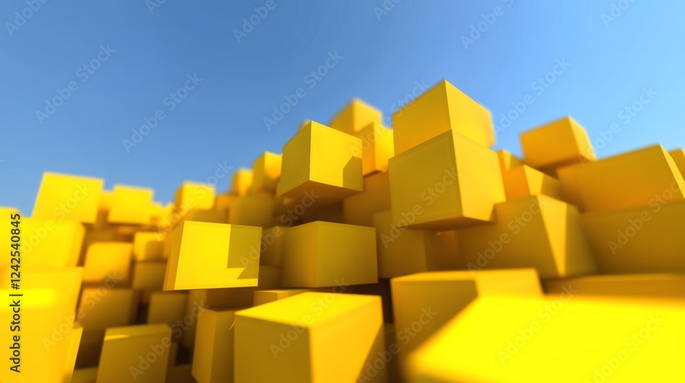 Structure of yellow 2d cubes Stock Illustration | Adobe Stock