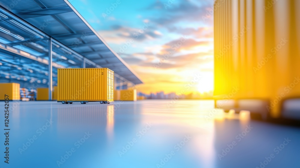 warehouse Logistic and Supply Chain Network Trucks and delivery vans ...