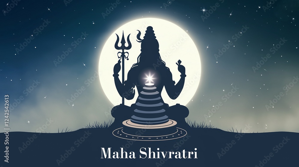 Maha Shivratri silhouette Art with Lord Shiva, Lingam, Trishul, and ...