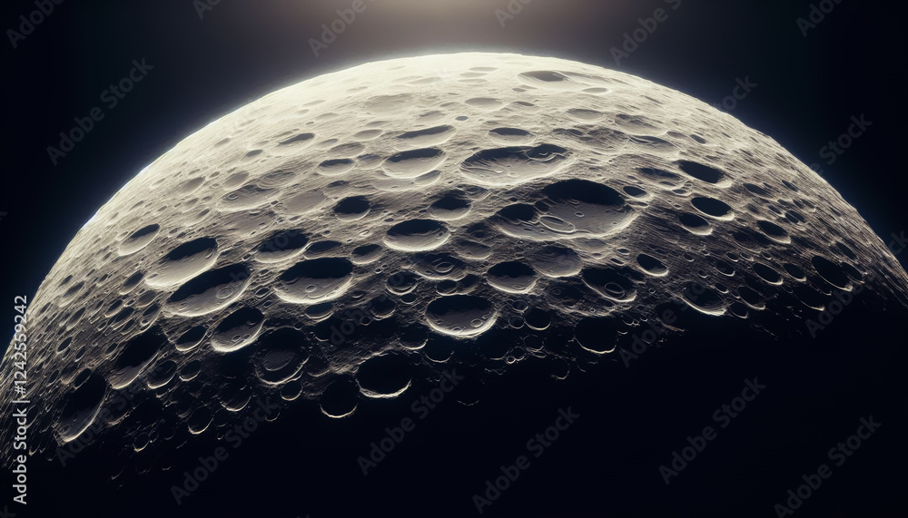 Foto Lunar surface, rugged terrain showing lunar craters and uneven ...