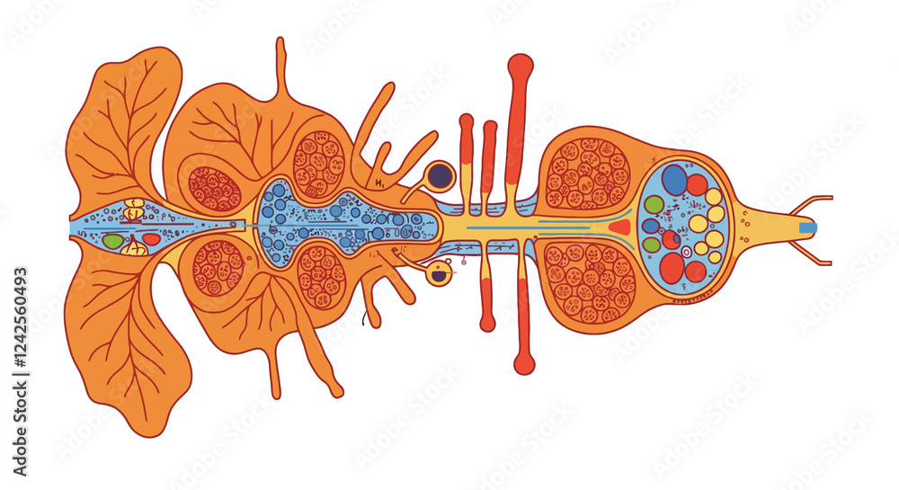 Scientific Illustration. This image shows a detailed cross-section of a ...