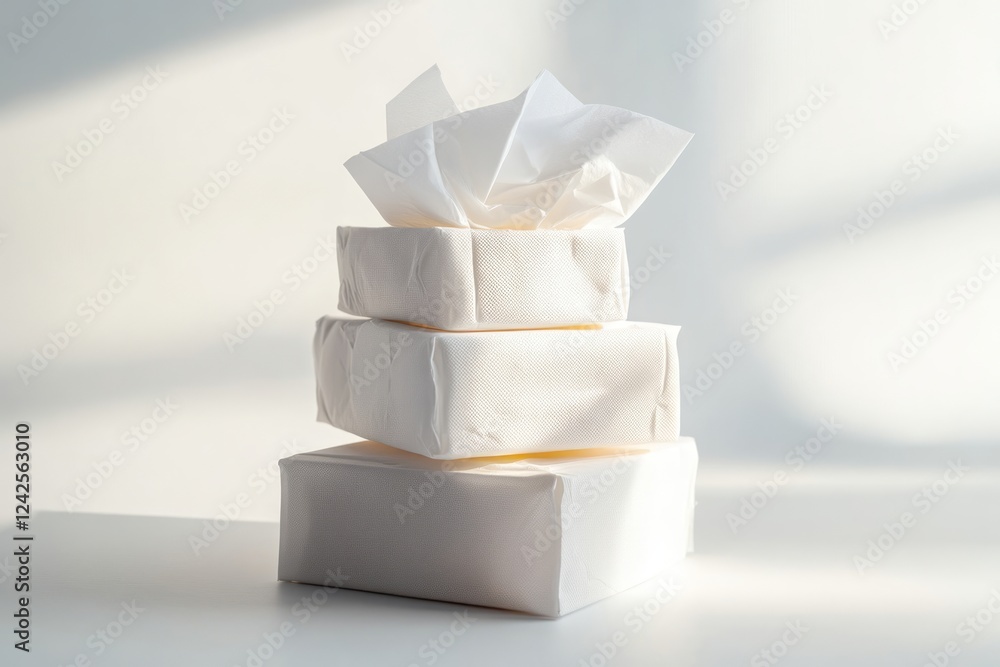 Elegant Stack of White Tissues: A Simple and Minimalist Design Stock ...