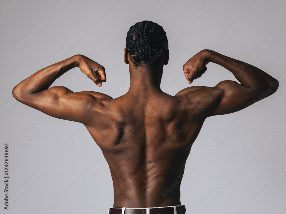 muscle, back, man, spine, trapezius, bodybuilding, double biceps, rear ...