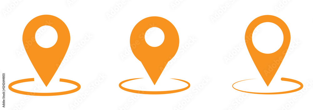 Location icon set, Map pin place marker. location pointer icon symbol in flat style. Red ...
