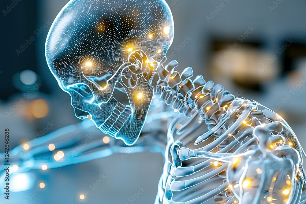 Human skeleton full-body X-ray Ethereal Human Skeleton Glowing with ...