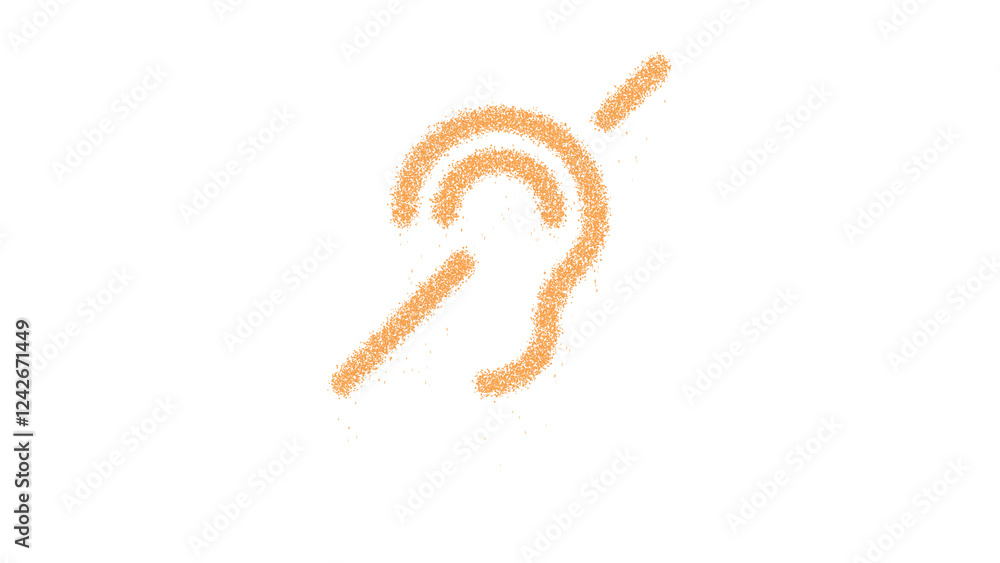 Icon deaf is made of yellow grains of sand. Some grains of sand fall ...