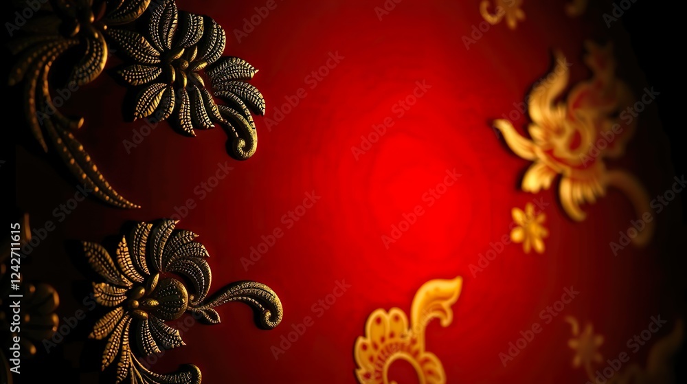 Design a lavish and culturally rich composition using a luxury red and ...