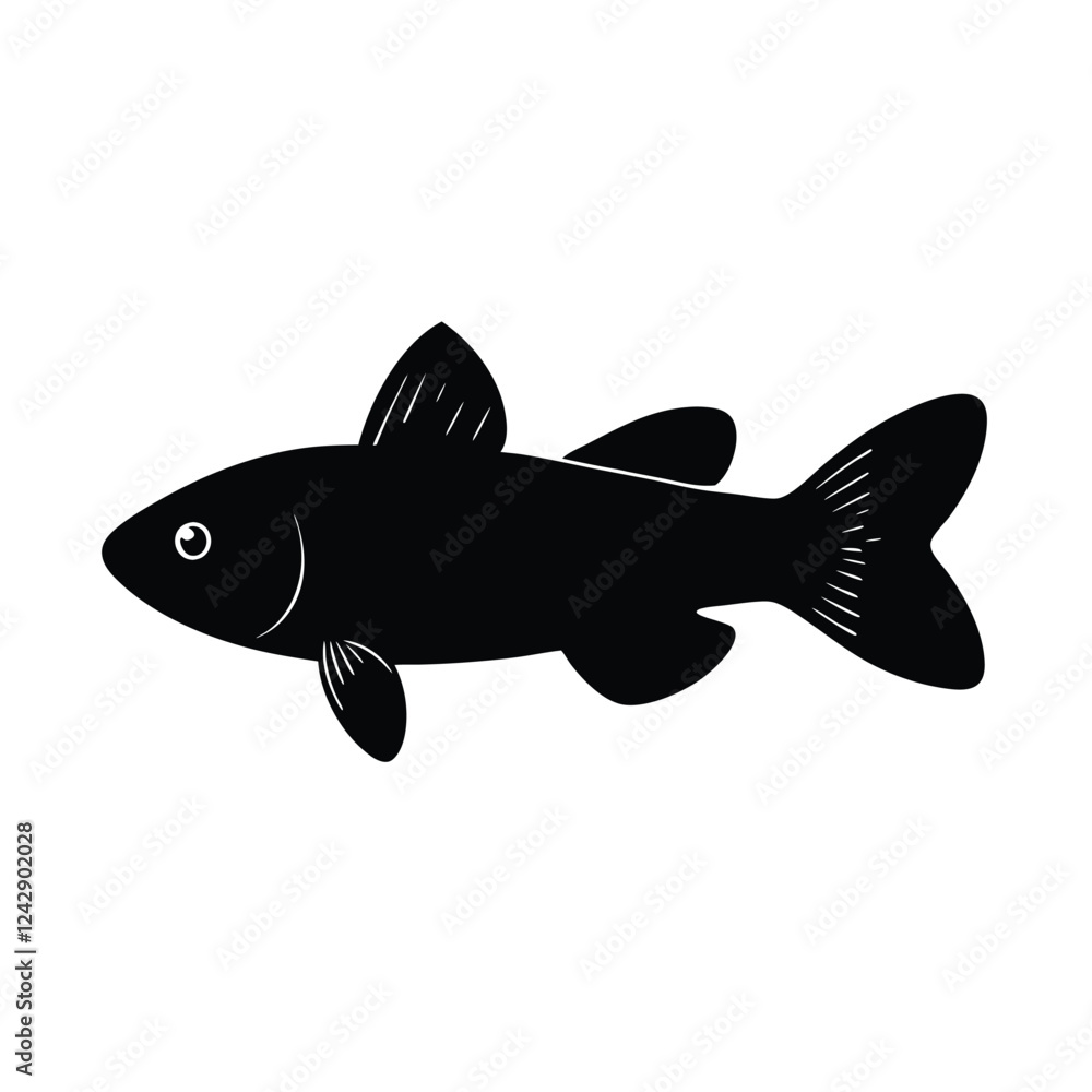 Pygmy Cory Silhouette Vector Art | Black Pygmy Cory Fish Design Stock ...