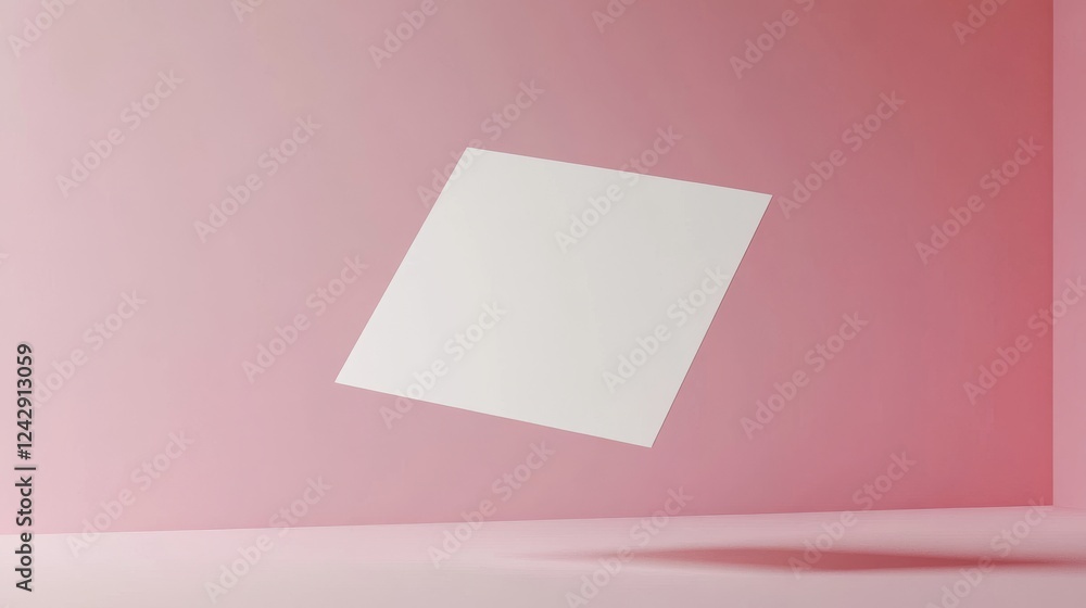 Elegant floating business card mockup, pure white paper texture ...