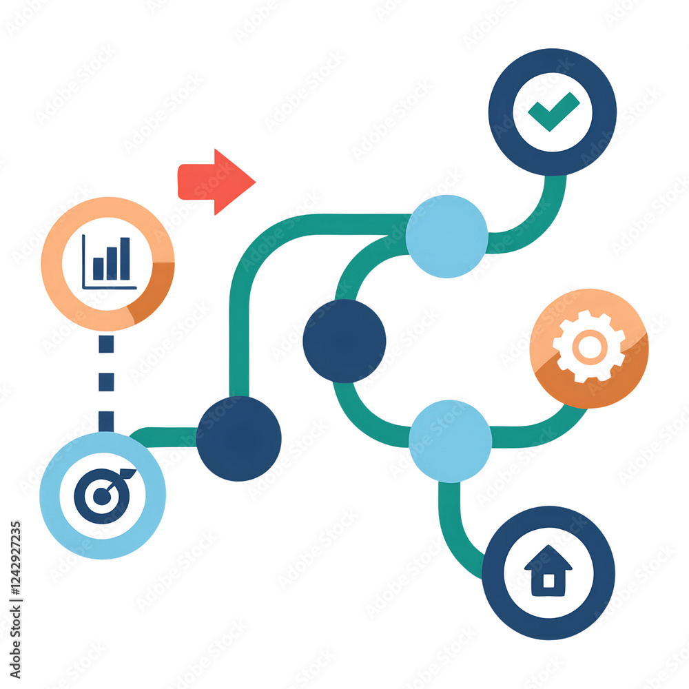 Project management roadmap infographic with key milestones Stock ...