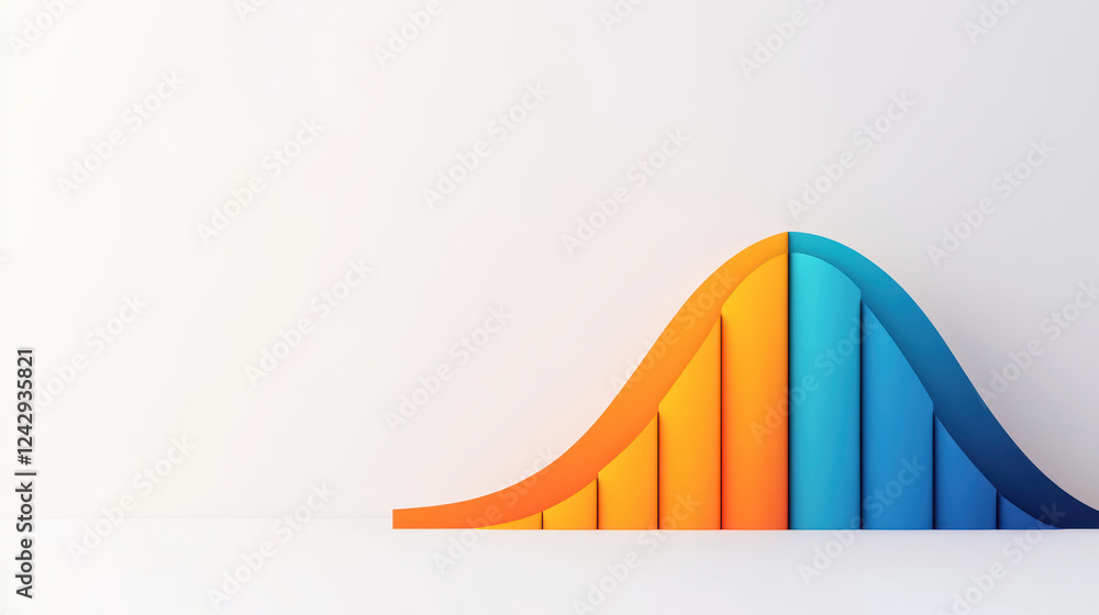 3D Normal Distribution Curve with Orange and Blue Gradient Bars Stock ...