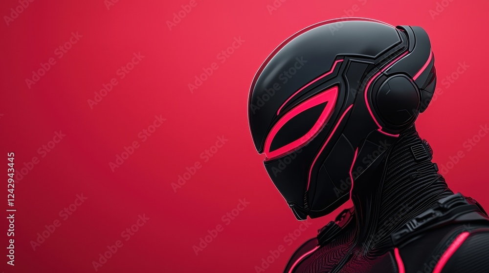 Alien warrior helmet with sharp angles and pulsating neon veins Stock ...