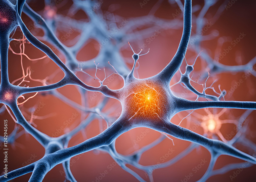 Microscopic View of Neuron Cell Network Neural Connections Brain Cell Structure Synapse Activity ...