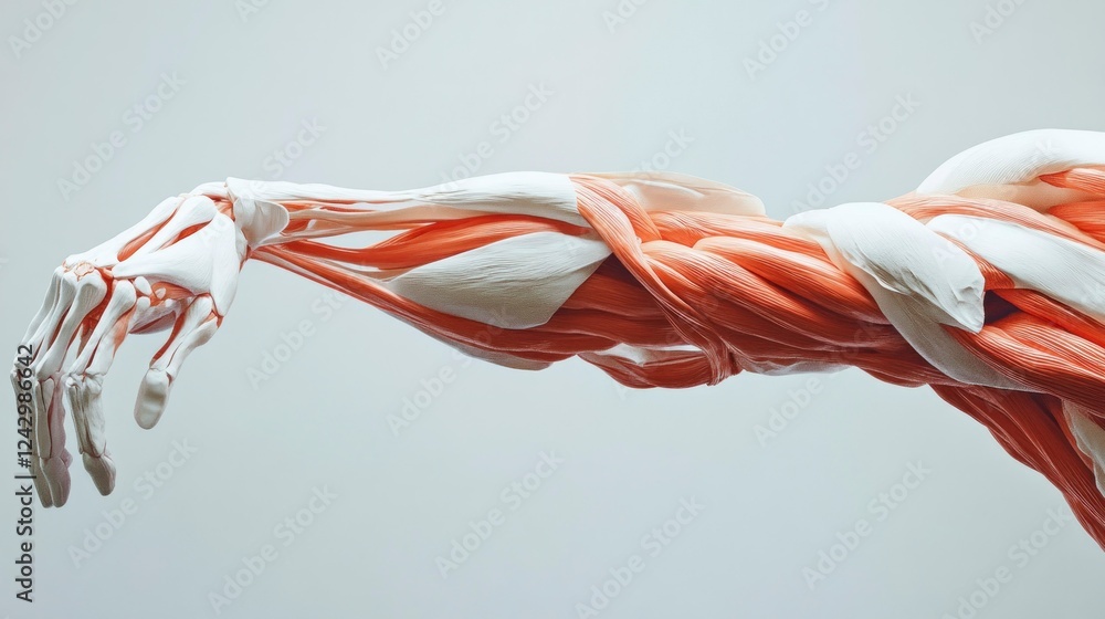 Dynamic shoulder joint movement illustration with muscles and tendons ...