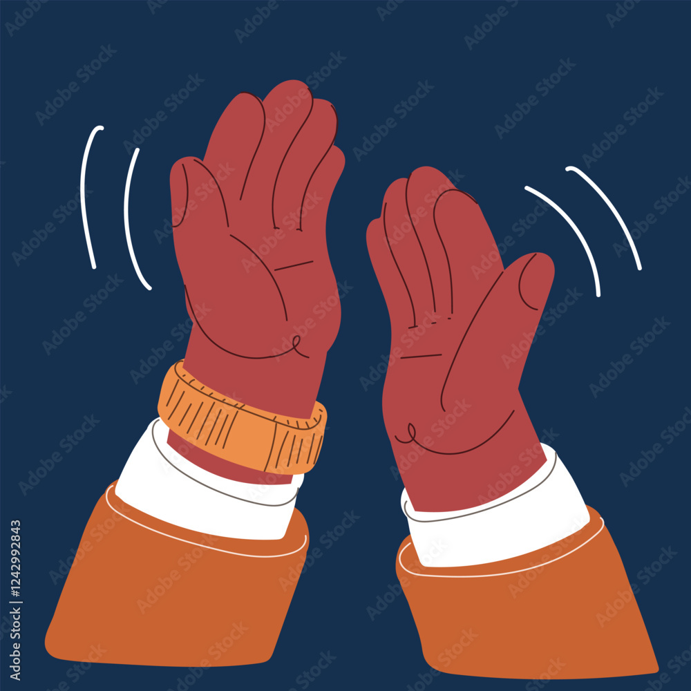 Cartoon vector illustration of hands clapping, symbolizing applause ...