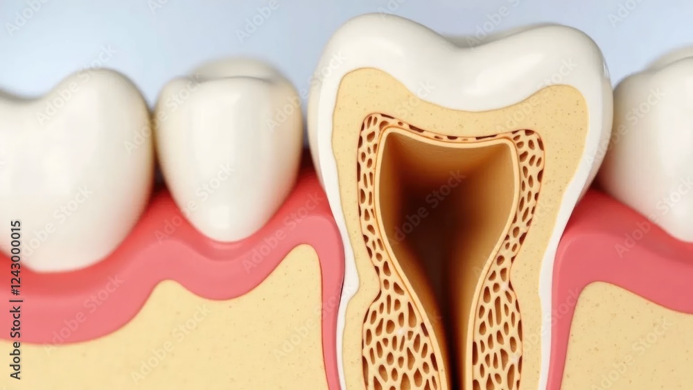 Close-Up Cross-Section of Tooth Anatomy Showing Tooth Decay and Cavity ...