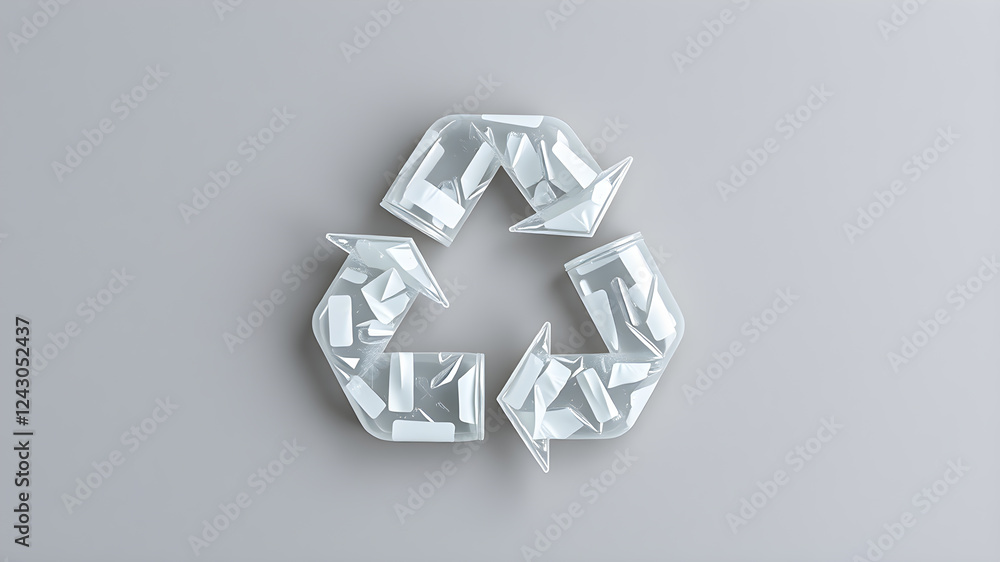 Sign of reduce symbol icon made from 3 crushed plastic, reduce reuse ...