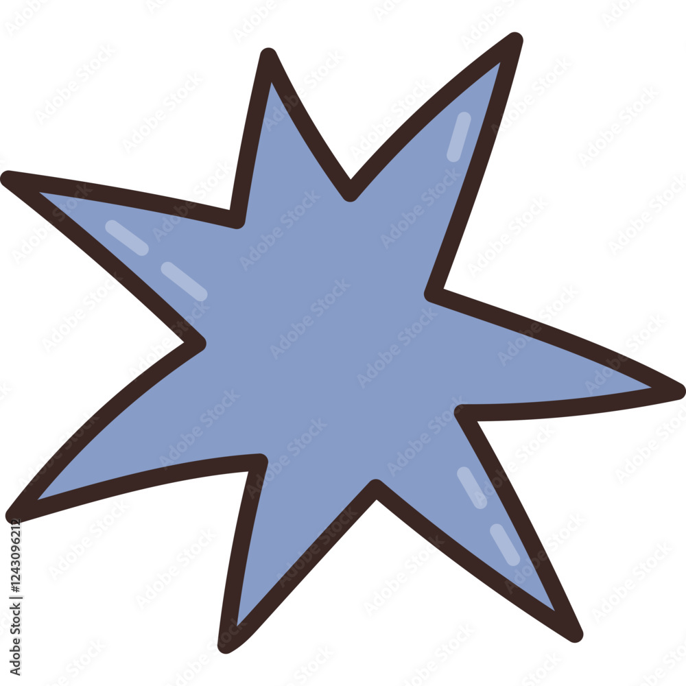 Simple blue star with hand drawn outline for social media design ...