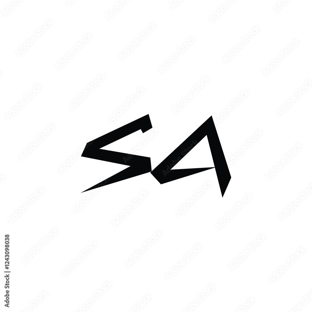 SA monogram logo design letter text name symbol monochrome logotype ...