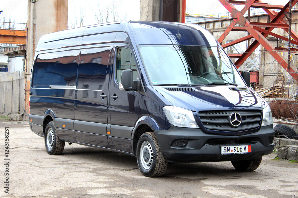 Vinnytsia, Ukraine; January 25, 2025. Blue Mercedes Sprinter 319 Cargo ...