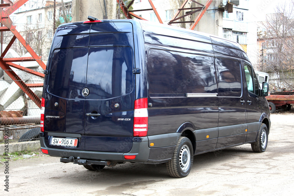 Vinnytsia, Ukraine; January 25, 2025. Blue Mercedes Sprinter 319 Cargo ...