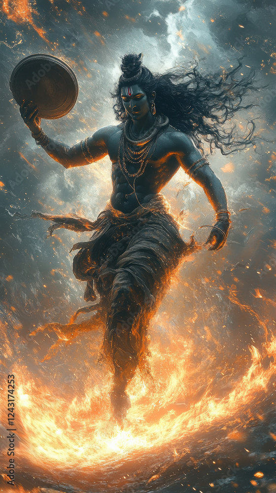 Стоковое фото «Lord Shiva performing the fierce Tandava dance, holding ...