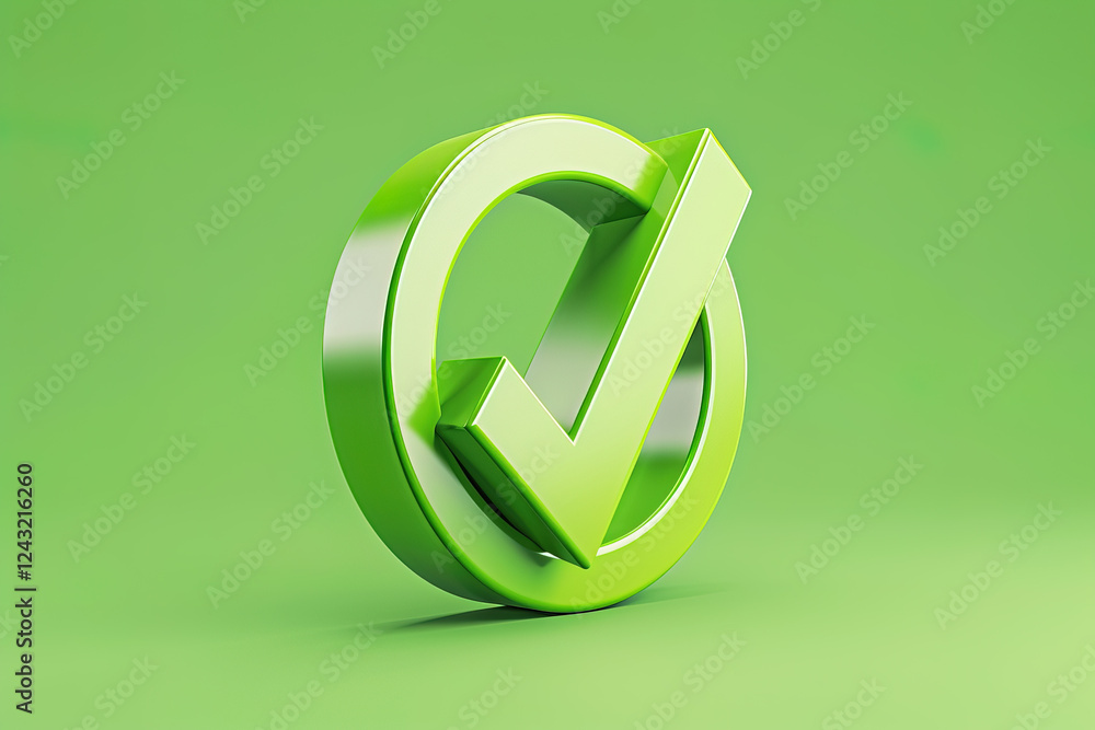 Bright green check mark symbol representing approval and confirmation ...