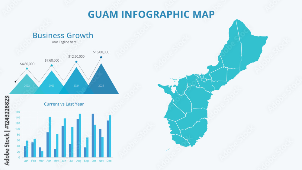 Стоковое векторное изображение «Business Growth Infographic Map of Guam ...