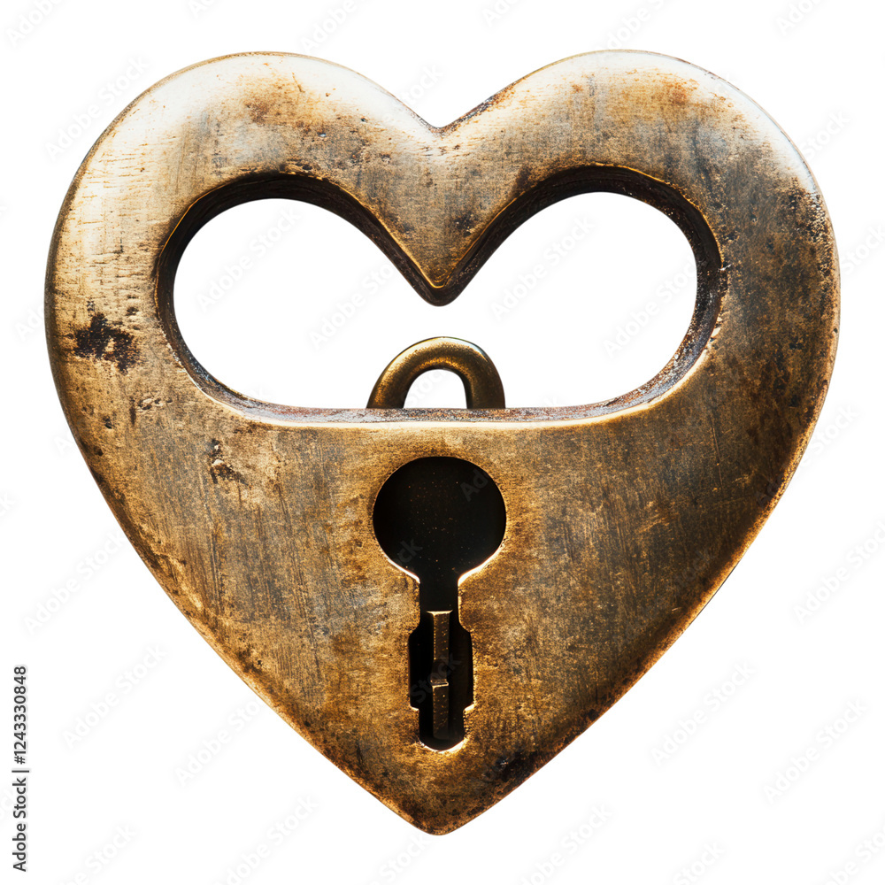Heart-shaped lock design, minimalist style, keyhole detail, transparent ...