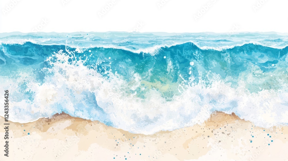 Sea wave with foam rolling on coast realistic vector illustration ...